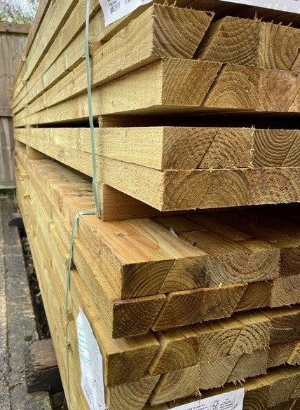 Rail Bevelled 47x125mm 3600mm Pressure Treated Green - English Brothers Ltd