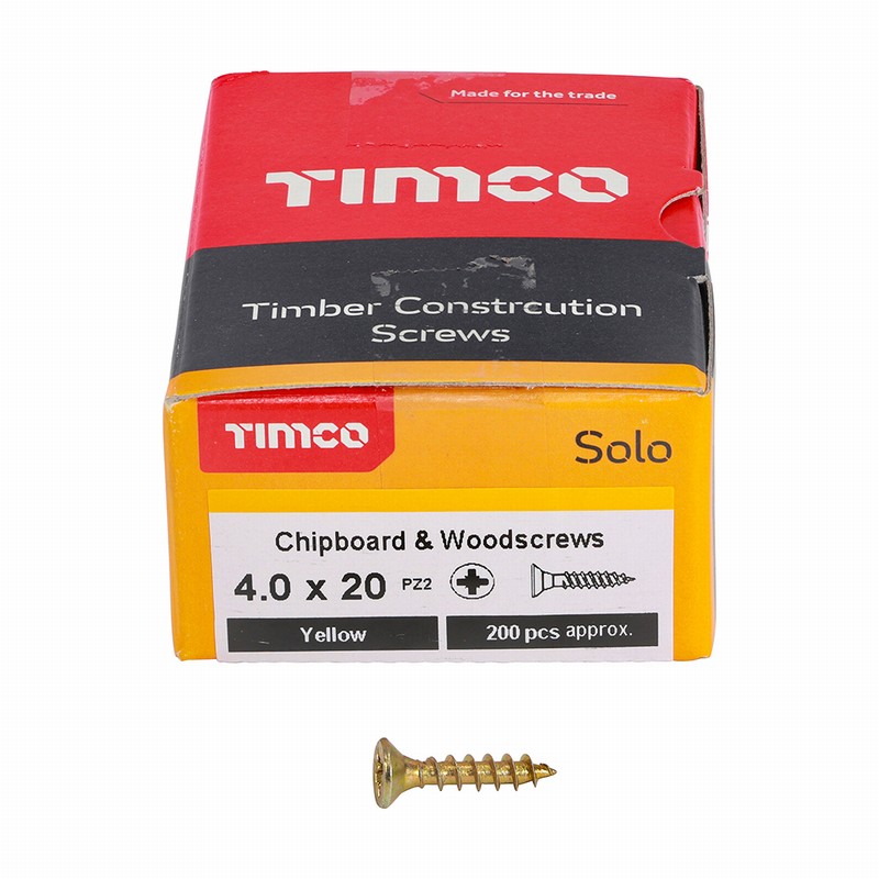 Screws Recessed Yellow M4 20 (200) Timco - English Brothers Ltd