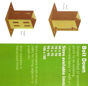 Holdfast Bolt Down for 3"x3" posts - English Brothers Ltd